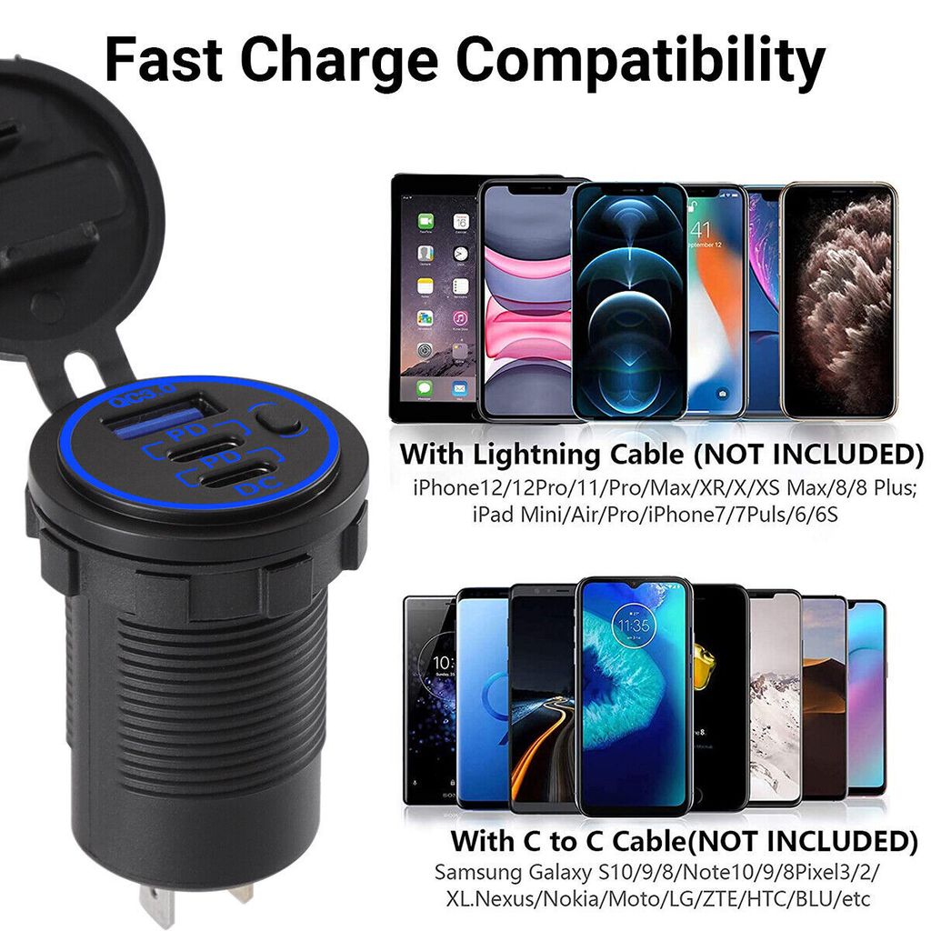 12V Auto Dual USB C Steckdose 3.0 QC PD | Kaufland.de