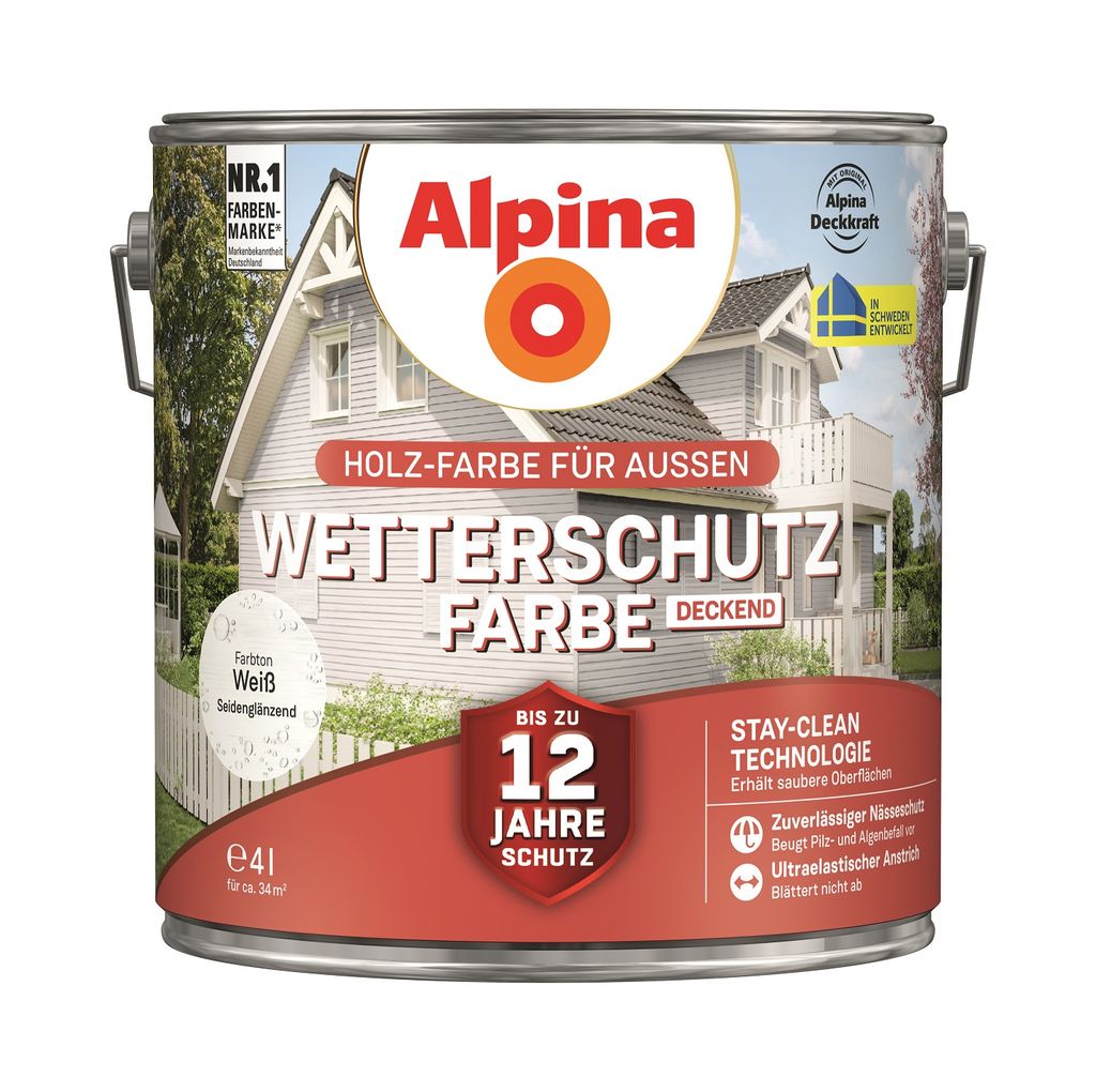 Alpina Wetterschutzfarbe deckend 4 L weiß | Kaufland.de