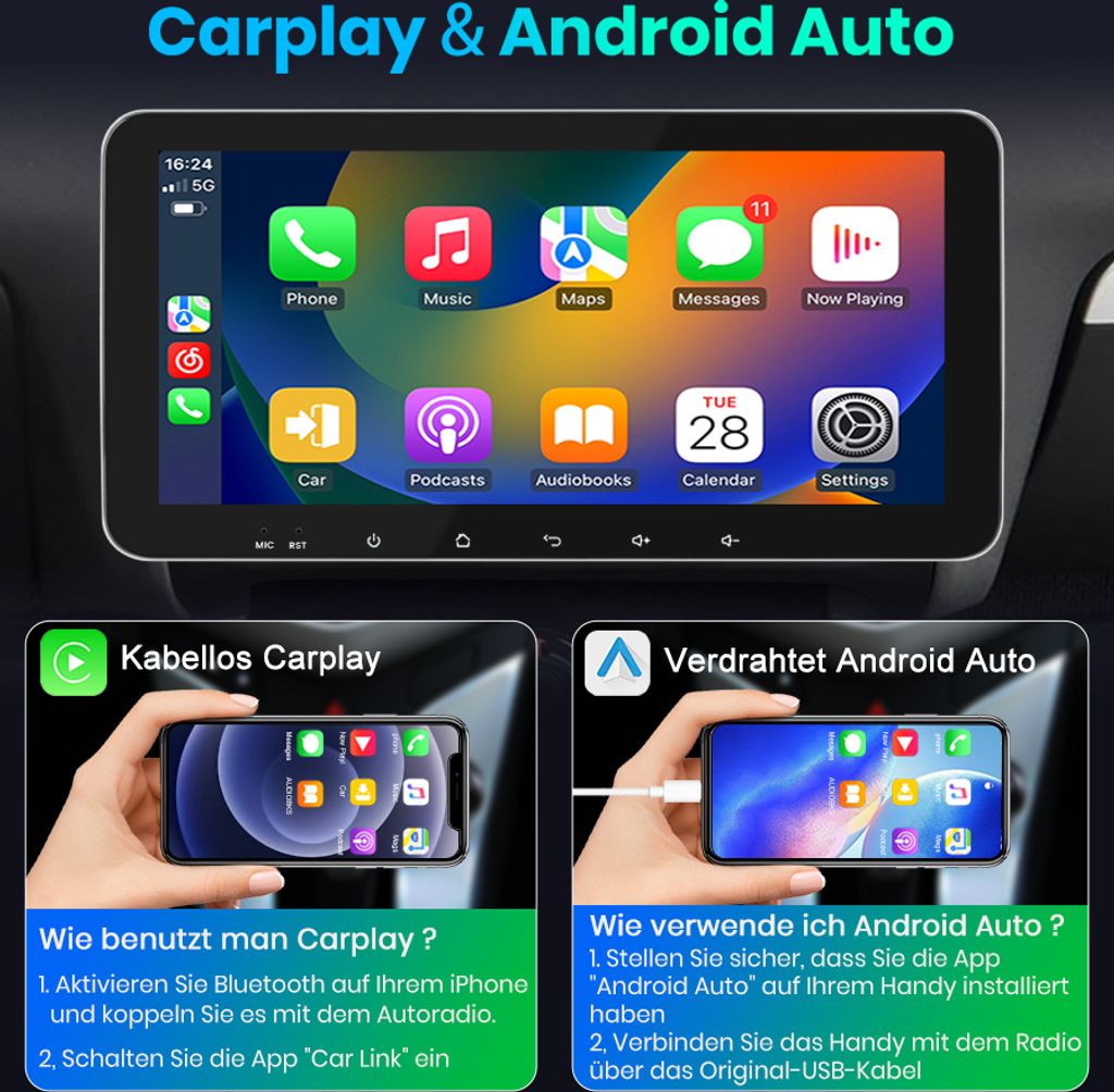 10.33" Carplay 4+64G Android 12 Autorádio pro | Kaufland.cz