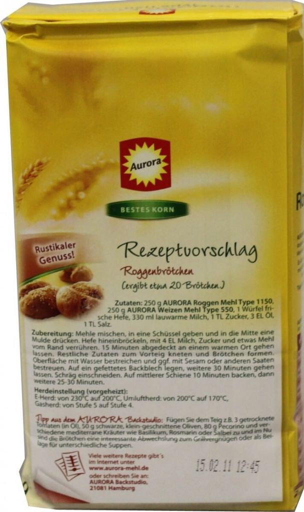 Aurora Mühlen Roggen Mehl Typ 1150 1kg Mehle | Kaufland.de