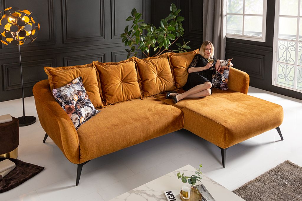 Elegantes Ecksofa DESIRE 277cm senfgelb Samt | Kaufland.de