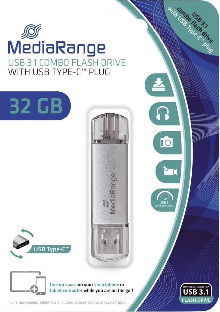 MediaRange USB-Stick 32 GB USB 3.1 combo s USB Type-C