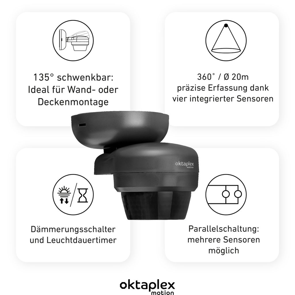 Oktaplex Bewegungsmelder Aussen IP65 360 Grad | Kaufland.de