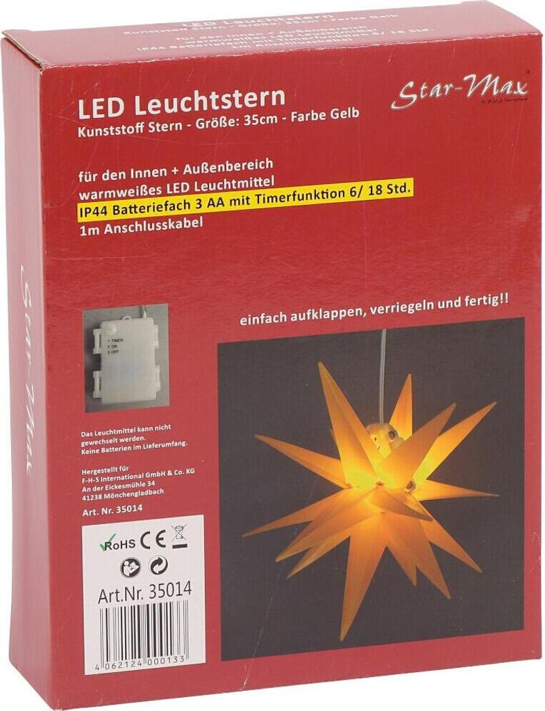 Star-Max LED Kunststoffstern gelb 35 cm | Kaufland.de