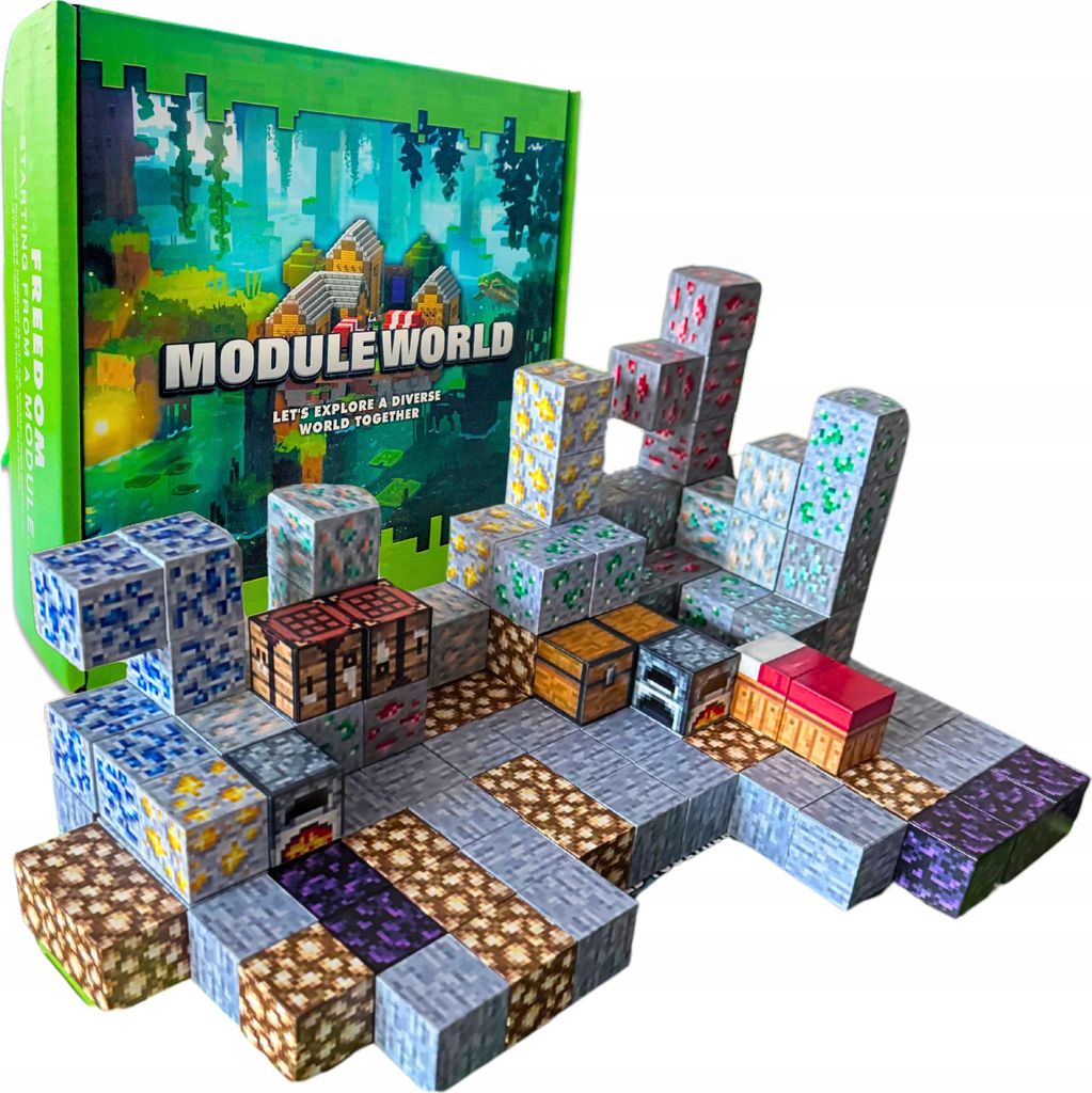 Minecraft magnetické bloky kocky silný magnet 128 ks + 3