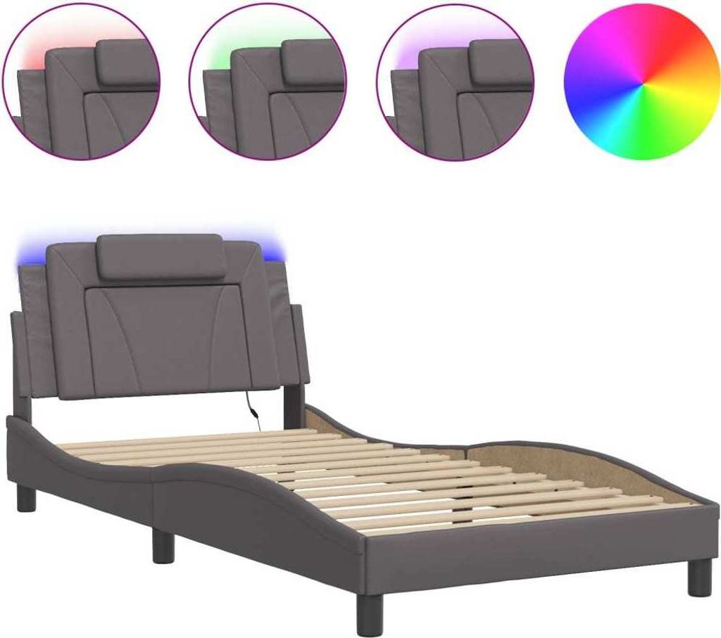 vidaXL Rám postele s LED diodami šedý 100x200 | Kaufland.cz