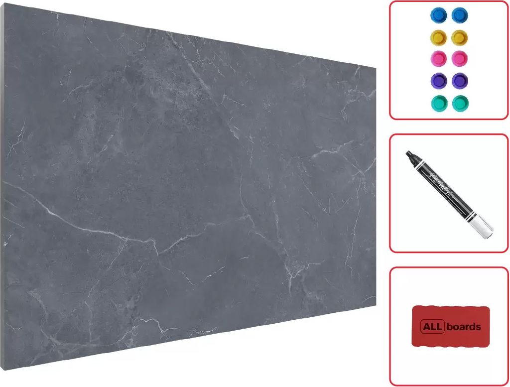 Metallische Magnettafel ANTHRAZIT MARMOR 90x60cm