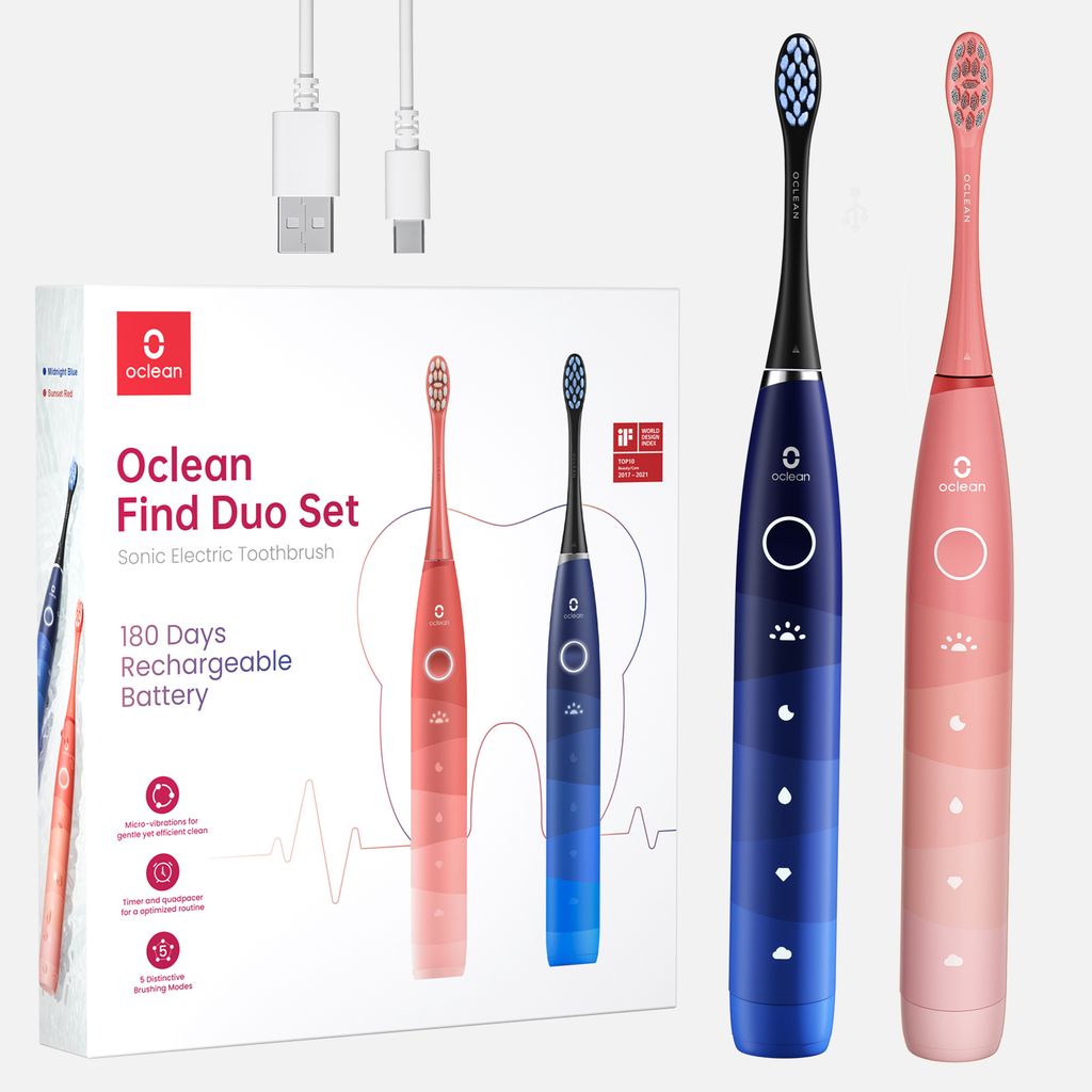 Oclean Flow Find Duo Set Červená a modrá sonická kefka, 2