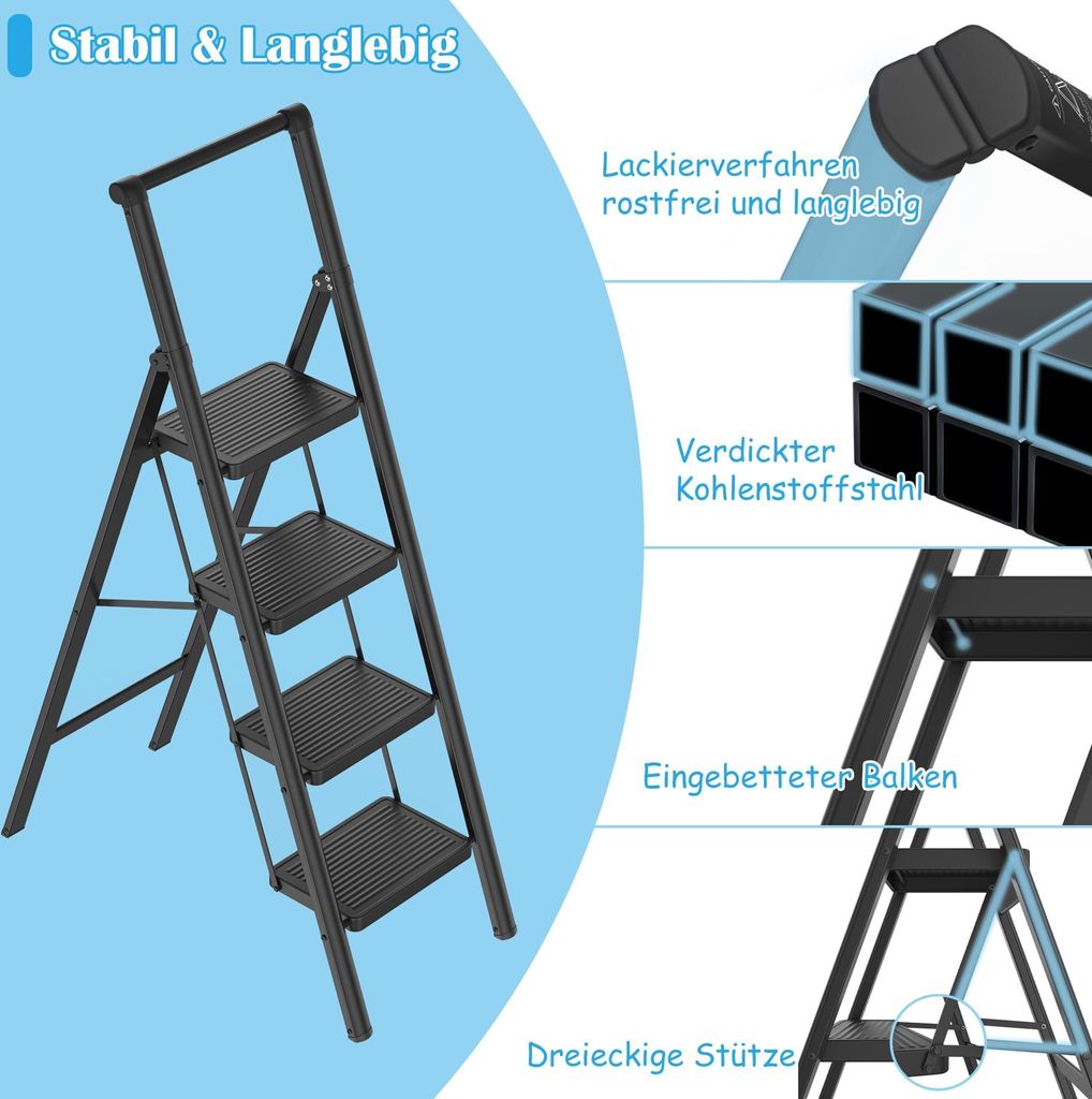 TRMLBE Trittleiter 3 Stufen klappbar Tritt | Kaufland.de