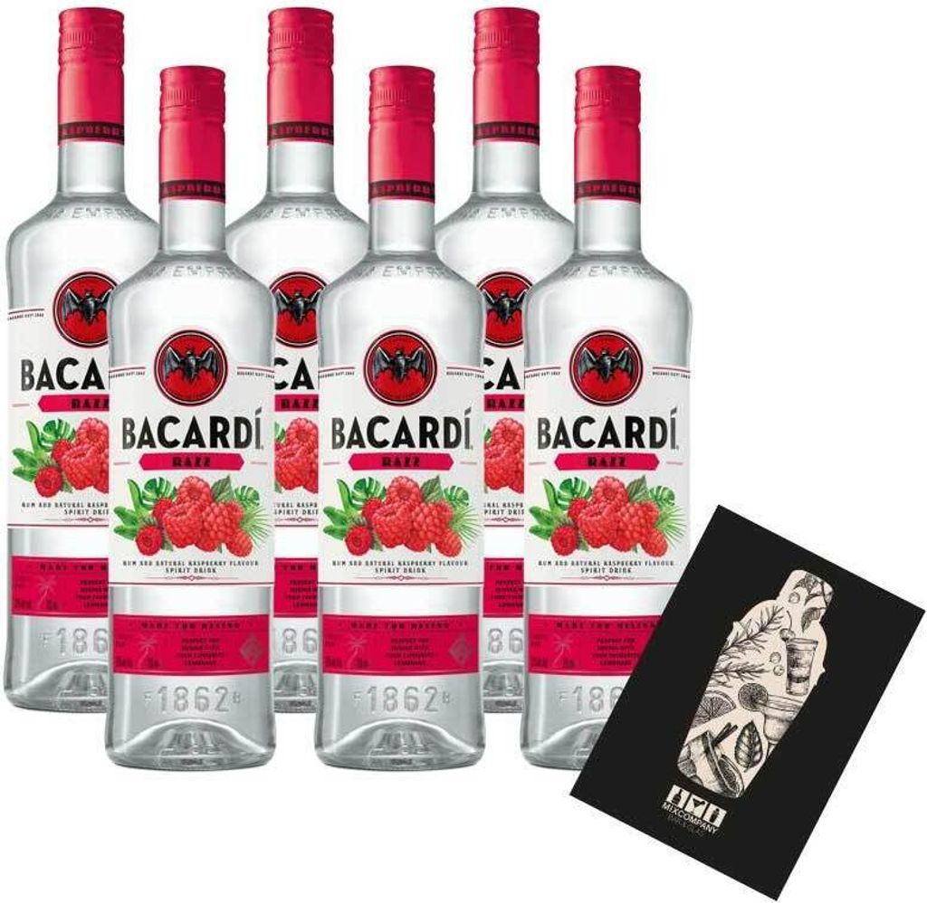 Bacardi 6er Set Razz 6x 0,7L (27% Vol) Rum mit Himbeere-