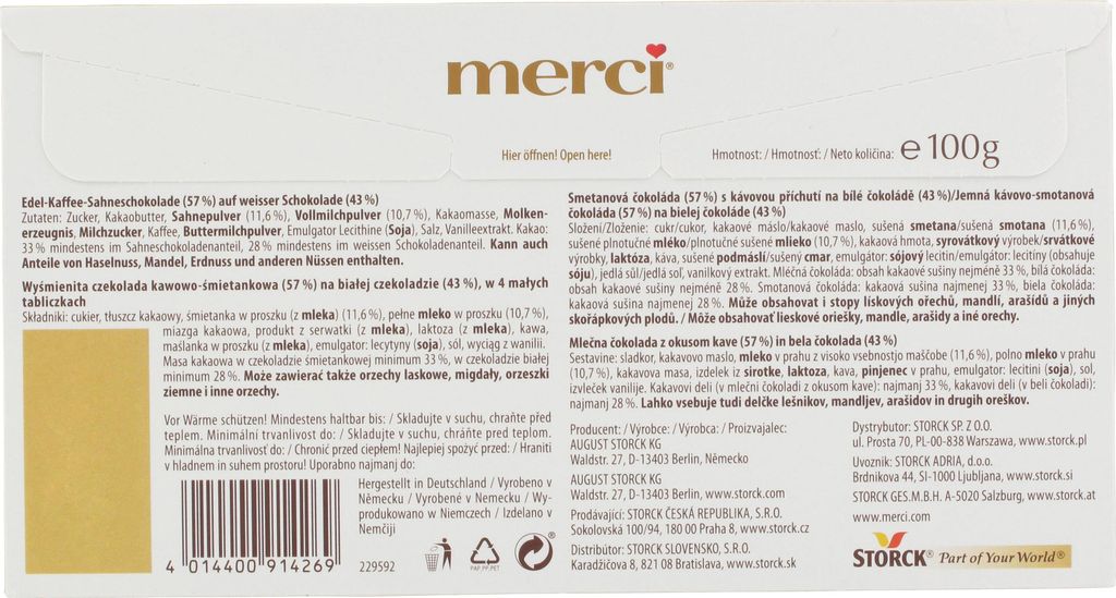 merci - Tafelschokolade - Kaffee-Sahne - 100g | Kaufland.de