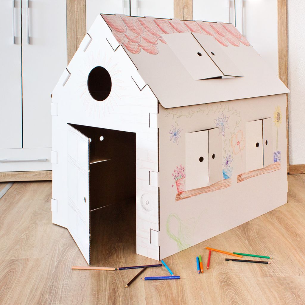 C Kreul Haus Aus Karton Kinderspielhaus Papphaus Ohne Aufdruck Zum