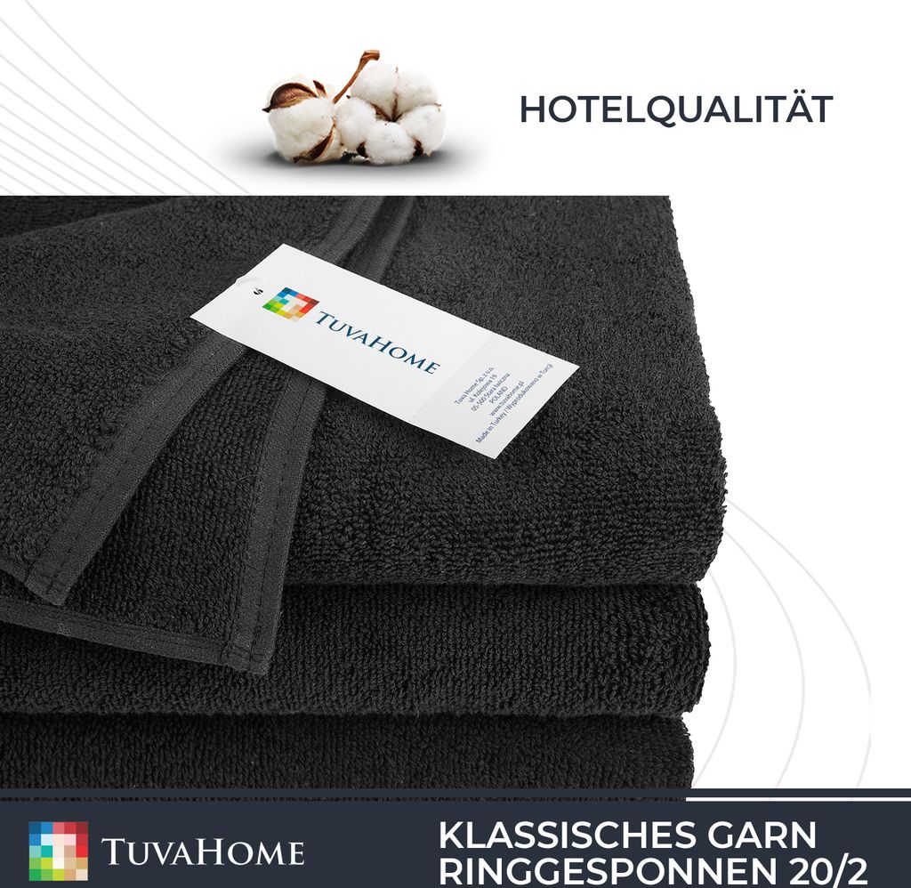 Tuva Home SET 5 ks černých ručníků 30x50 cm, | Kaufland.cz