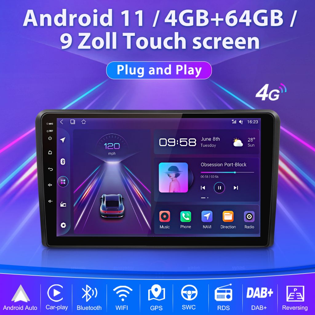 Carplay 4G SIM 9 "Android auto autoradio | Kaufland.cz