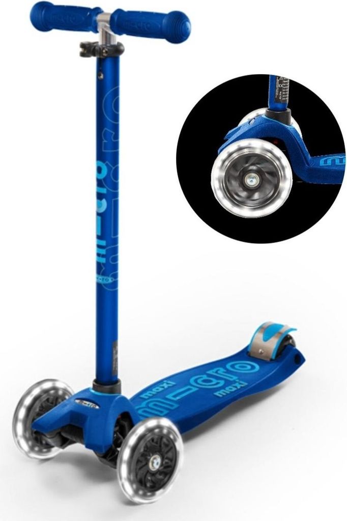 Micro Kinderroller Maxi Deluxe LED marineblau