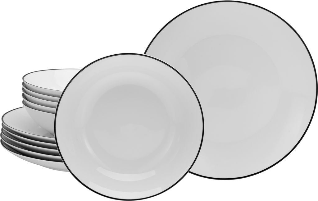 CreaTable, 13188, Luna Black Line, Tafelservice 12-tlg,