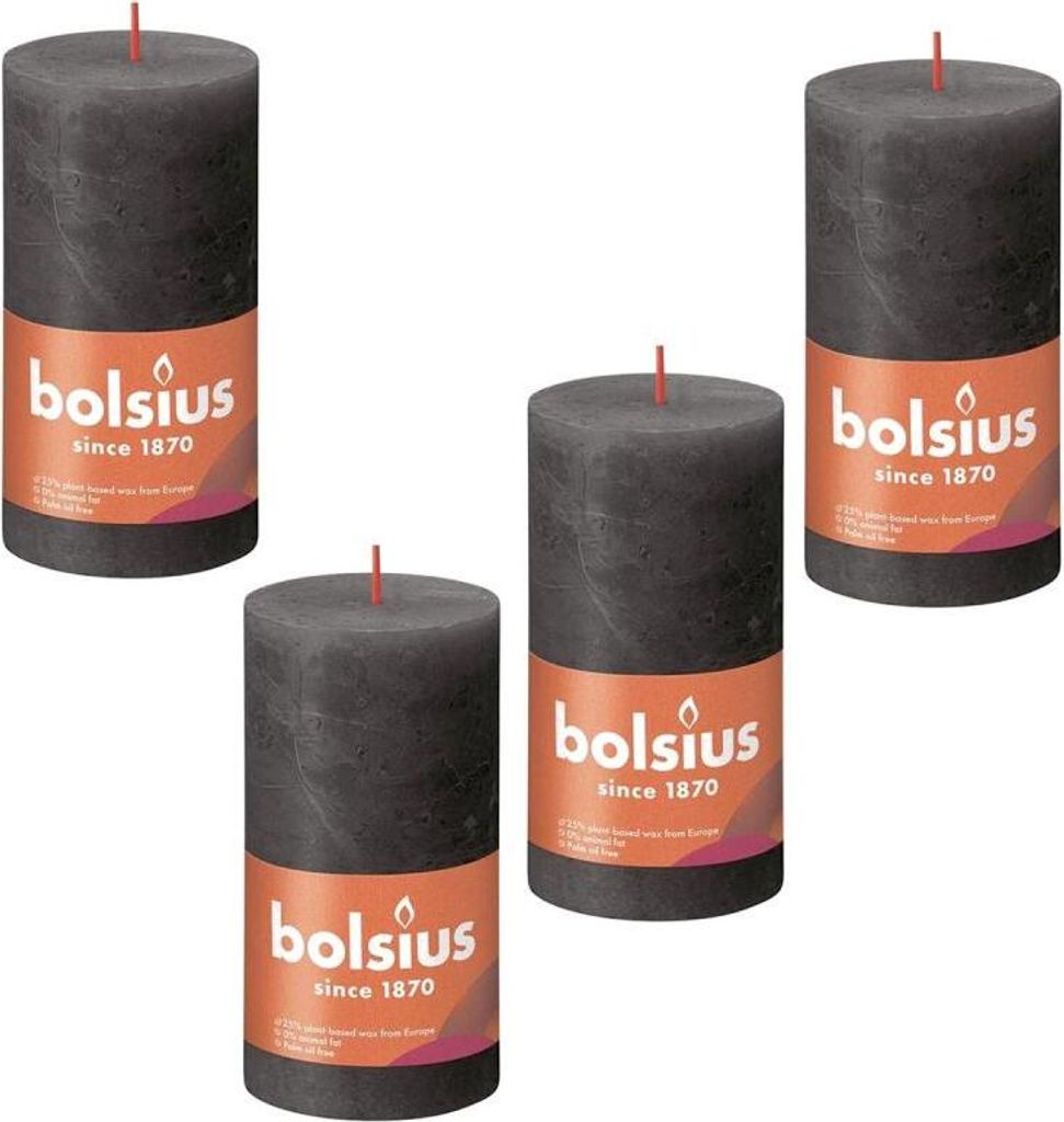 4x Bolsius Rustic Anthrazit Grau Stumpenkerze | Kaufland.de