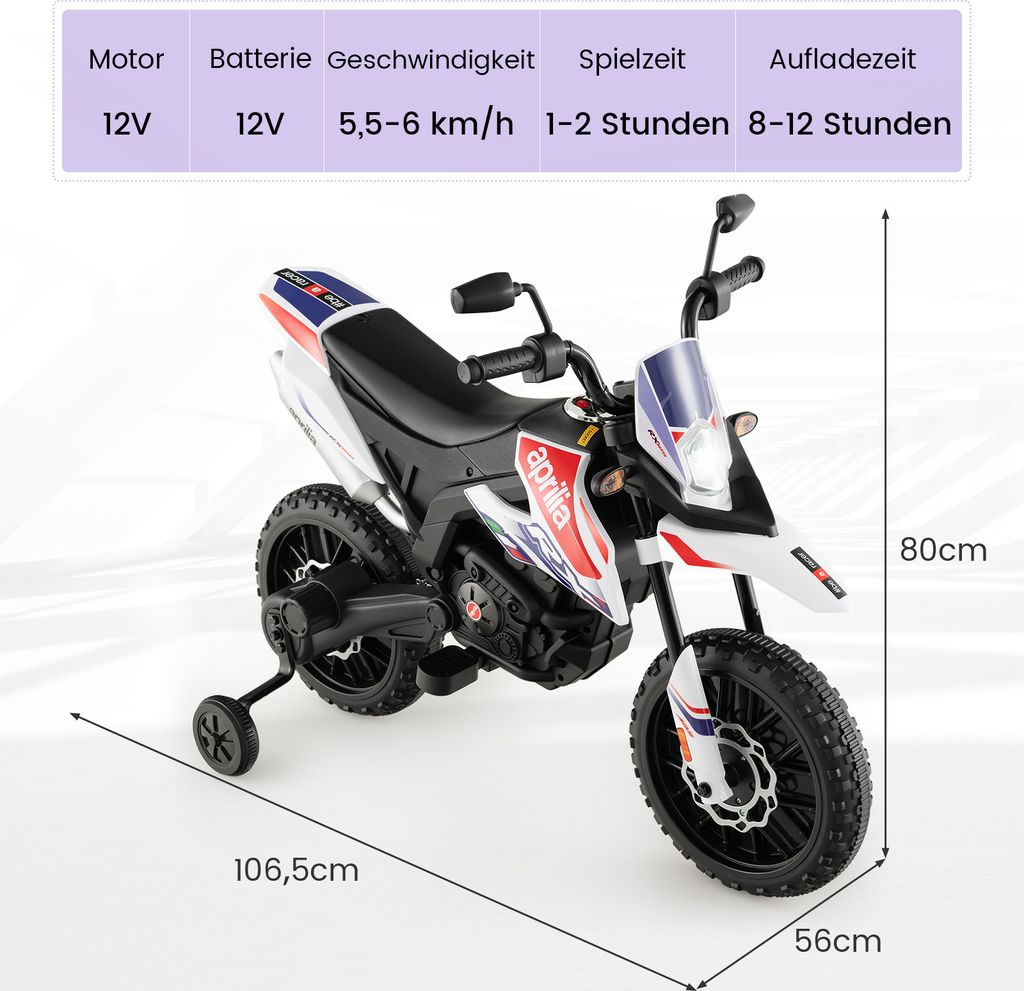 COSTWAY Aprilia Elektro Motorrad Kinder, 12V | Kaufland.de