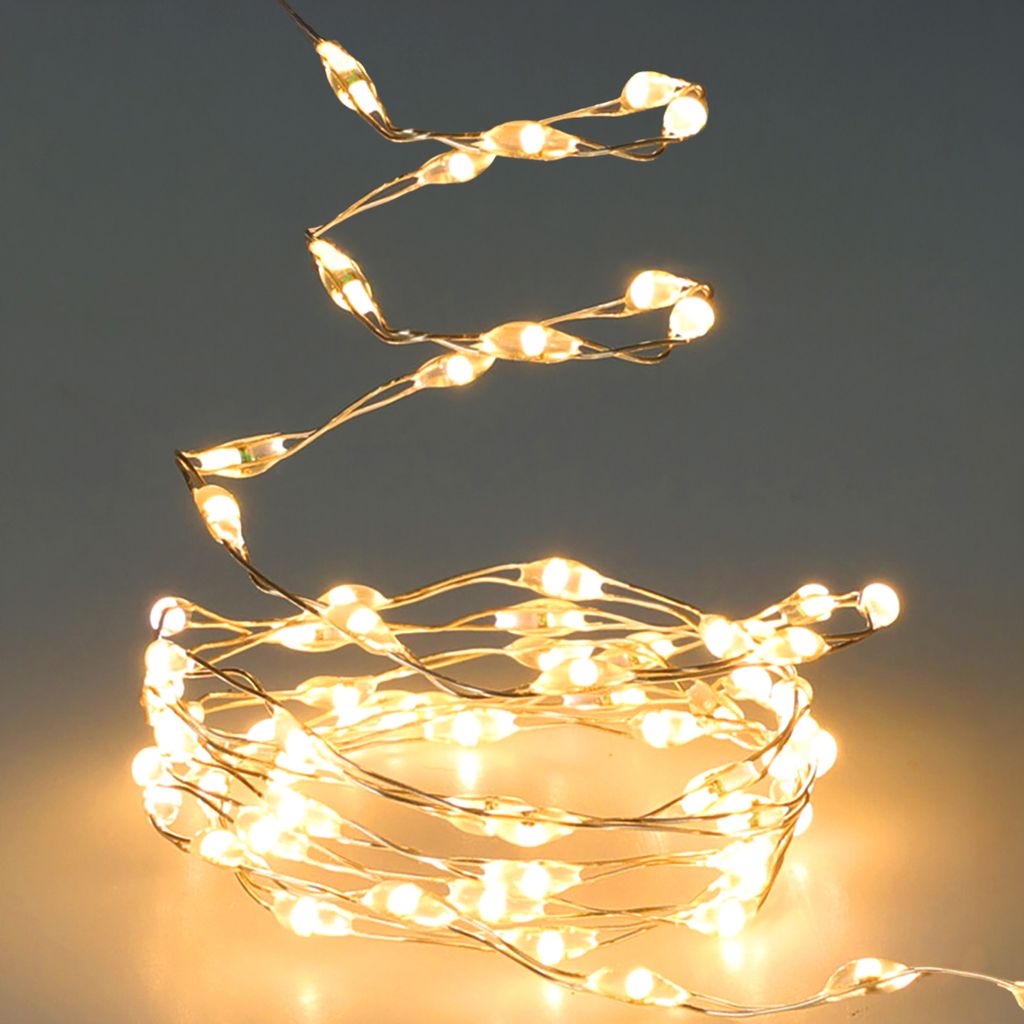 1.01 Silber Draht Beleuchtung mit 132 LED - warmweiß