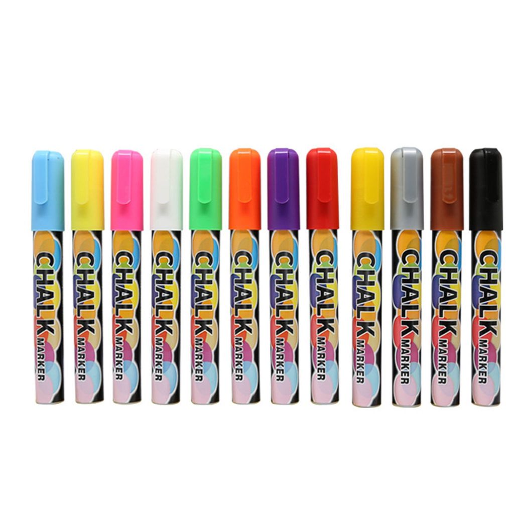 Křídové fixy na okna pro děti - neonové barvy, 12 ks