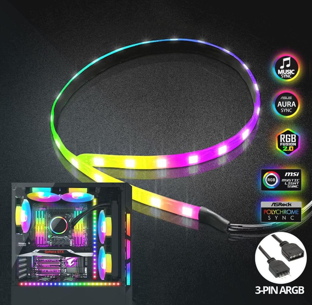BRAINZAP Bande LED A-RGB 5V Bande lumineuse 3-PIN Aimant
