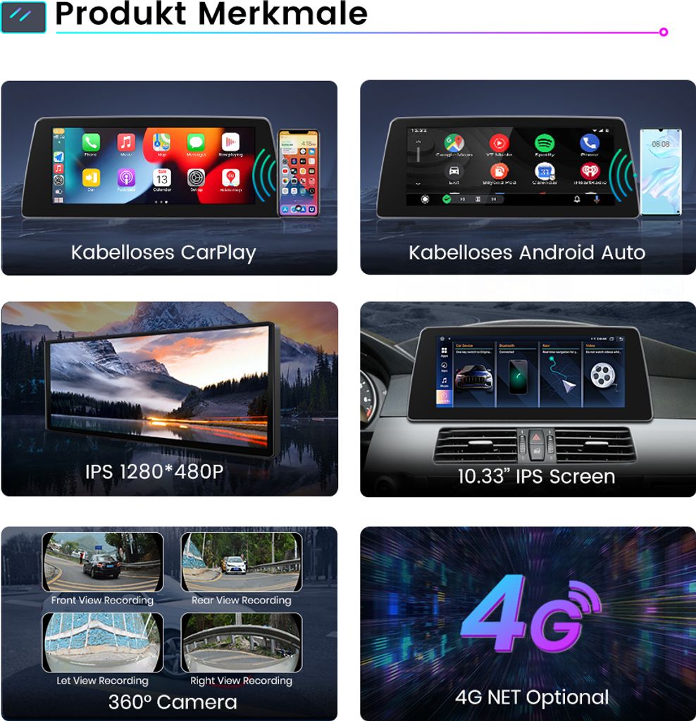4+32G 10,33 "Android 13 CarPlay Autorádio GPS | Kaufland.cz