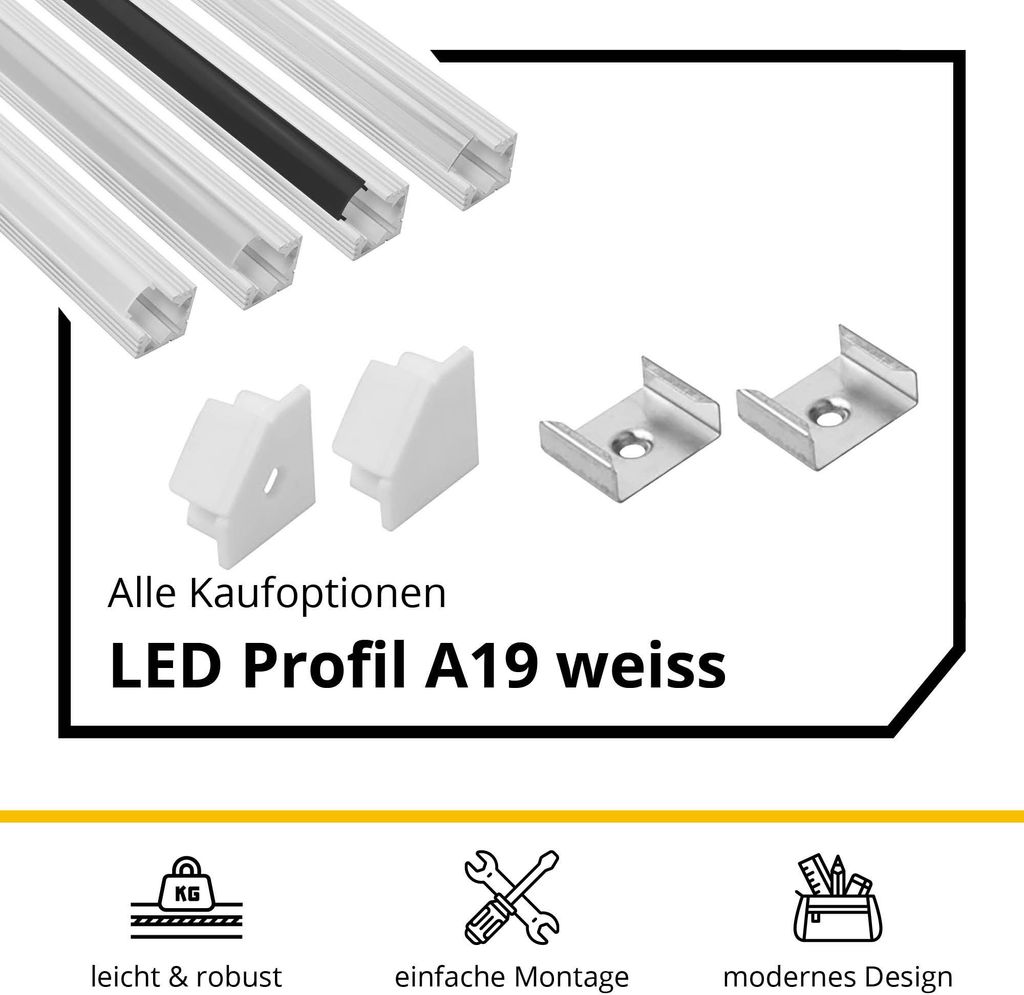A19 LED Aluprofil Weiss Eckprofil 90° 2m | Kaufland.de