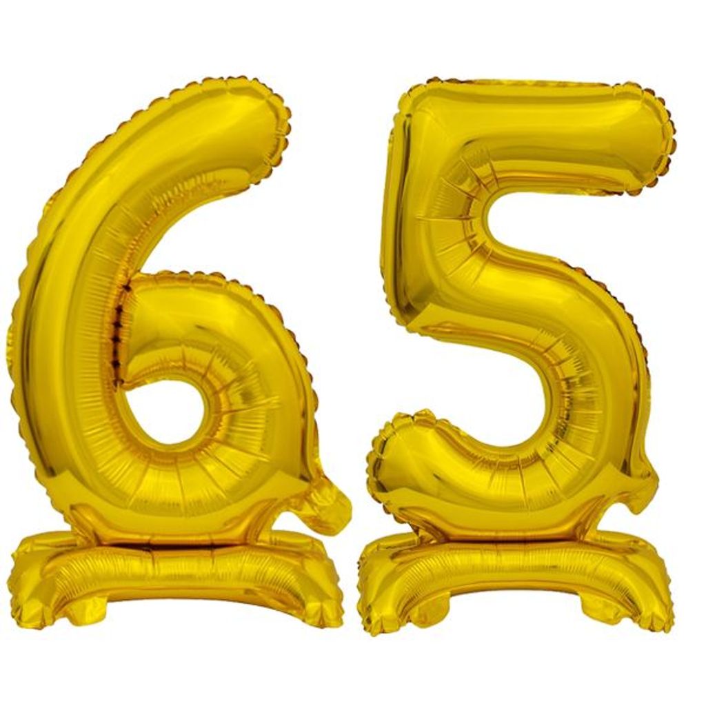 Stehender Folienballon Zahl 65 gold 38 cm 65. | Kaufland.de