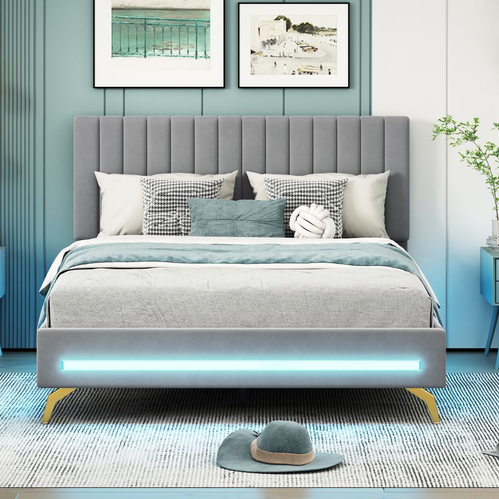 Čalouněná postel Merax 140x200 cm s LED | Kaufland.cz