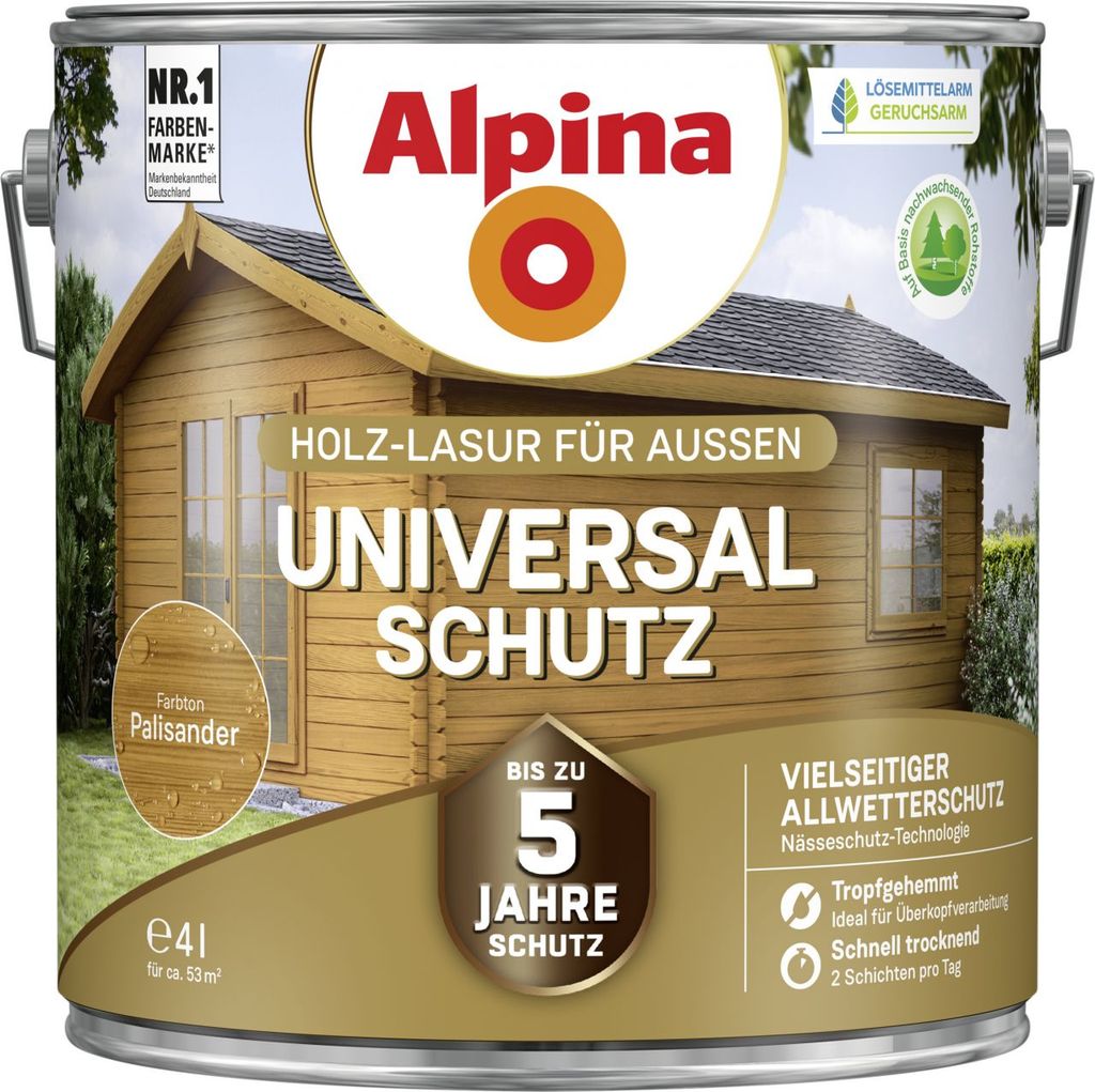 Alpina Holzlasur Universal-Schutz4L palisander Holzlasuren