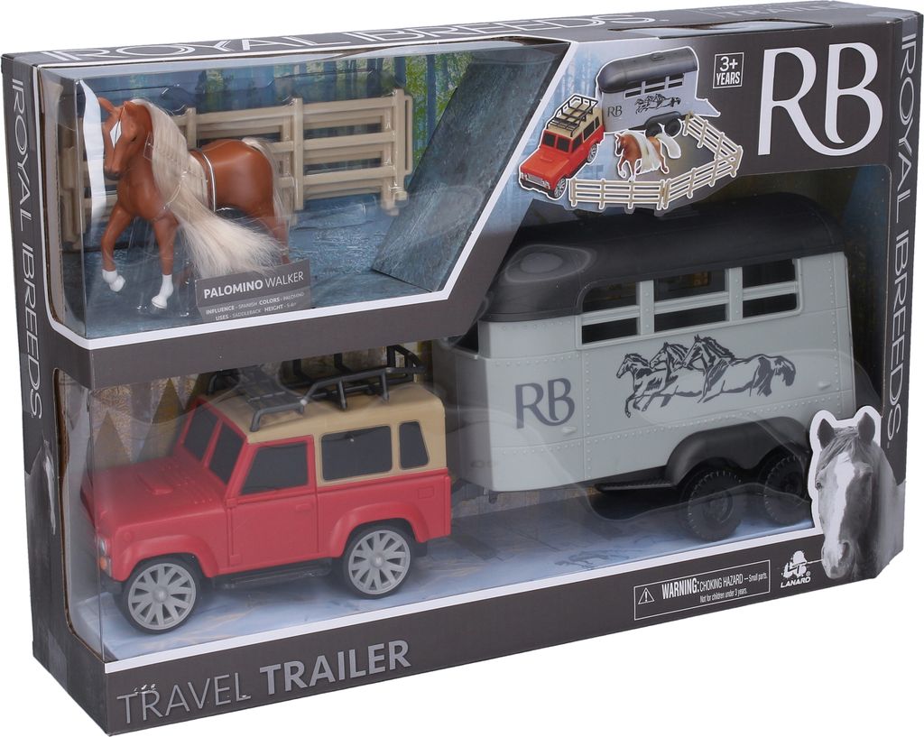Royal Breeds - Pferd 10 cm mit Auto und Anhänger 35 cm