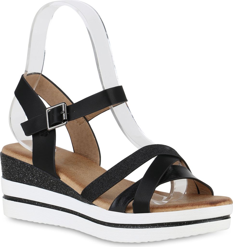 VAN HILL Dámske sandále na platforme Glitter Wedge Heel