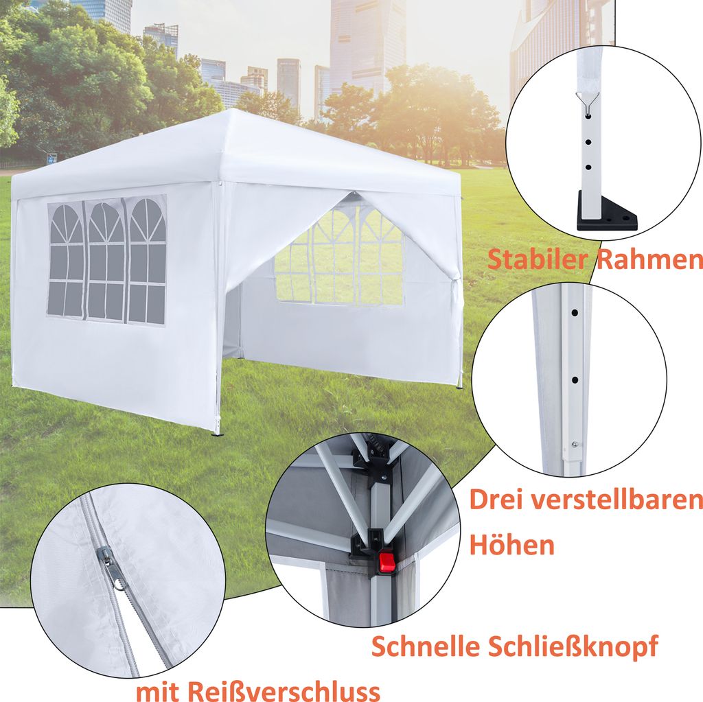 LZQ 3x3m Faltpavillon Pavillon Faltbar mit 4 | Kaufland.de