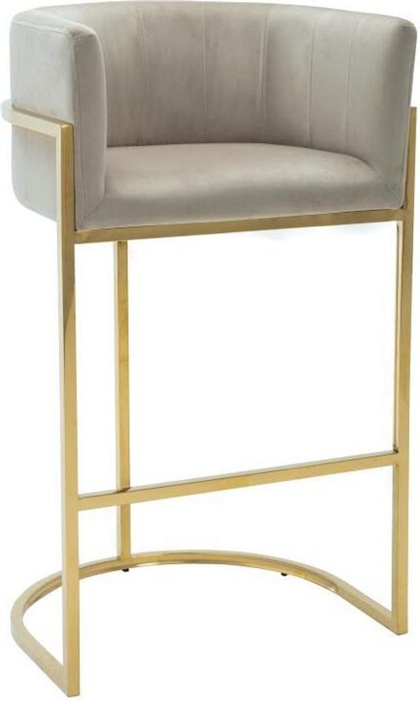 Barhocker - Samt & Edelstahl - Beige & Gold - | Kaufland.de