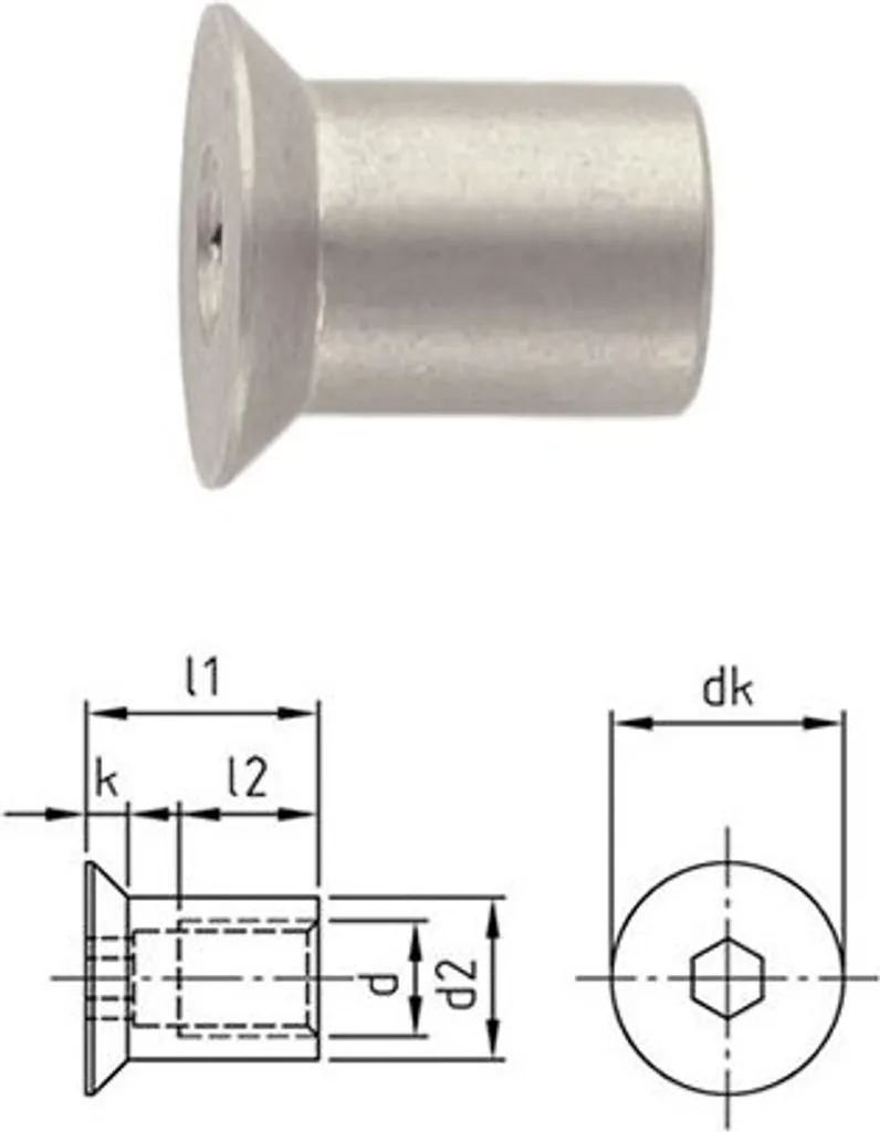 M4 x 12 mm Hülsenmuttern mit Senkkopf und | Kaufland.de