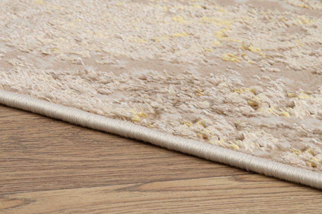 Teppich Kurzflor Beige Gold 3D Effekt | Kaufland.de