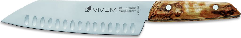 F.DICK Santoku VIVUM mit 18 cm Klinge mit Kullenschliff