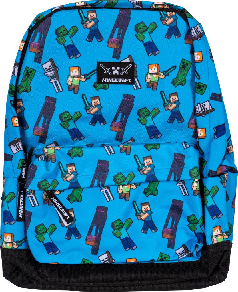 Minecraft Rucksack für Kinder - Schwarz/Blau - Schultasche