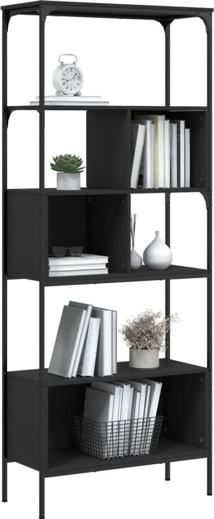 vidaXL Knihovna 5 polic Černá 76x33x188,5 cm | Kaufland.cz
