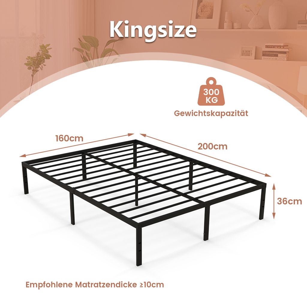 Rám postele COSTWAY 160x200cm, kovový rám | Kaufland.cz