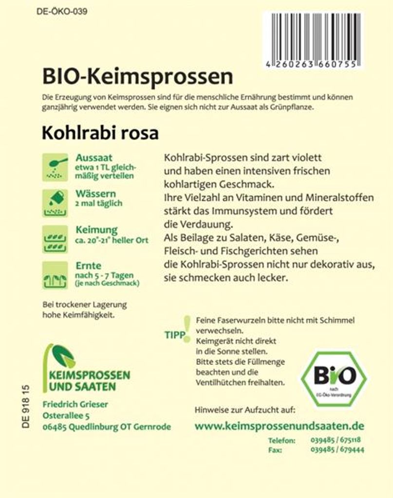 Keimsprossen Kohlrabi rosa Gemüsesaat | Kaufland.de
