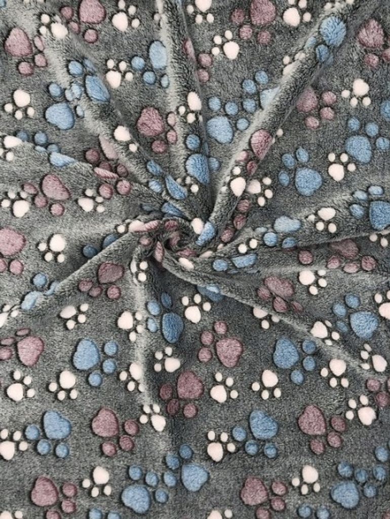 Fleecová deka 100x70 cm labky tmavé Pelechy pre psov