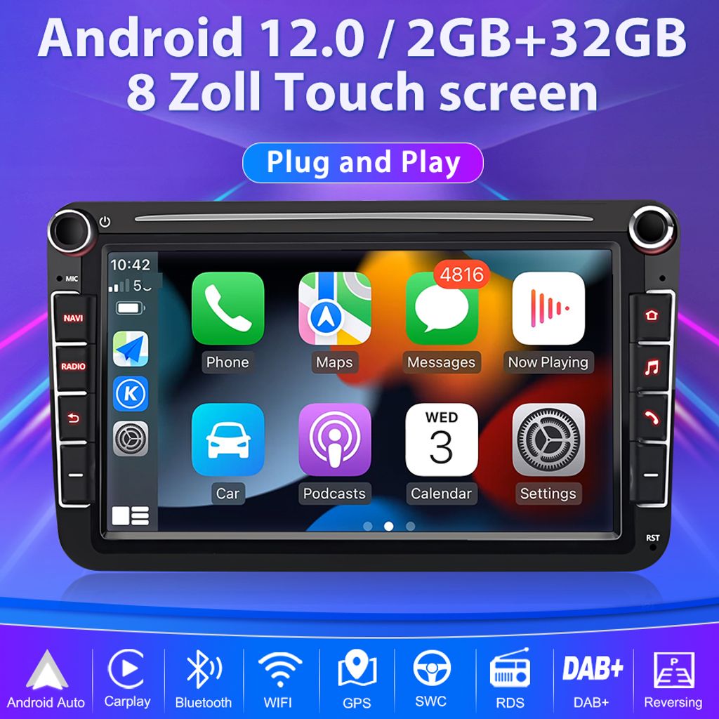 Carplay 2+32G 8'' WIFI Autoradio GPS NAVI BT | Kaufland.de