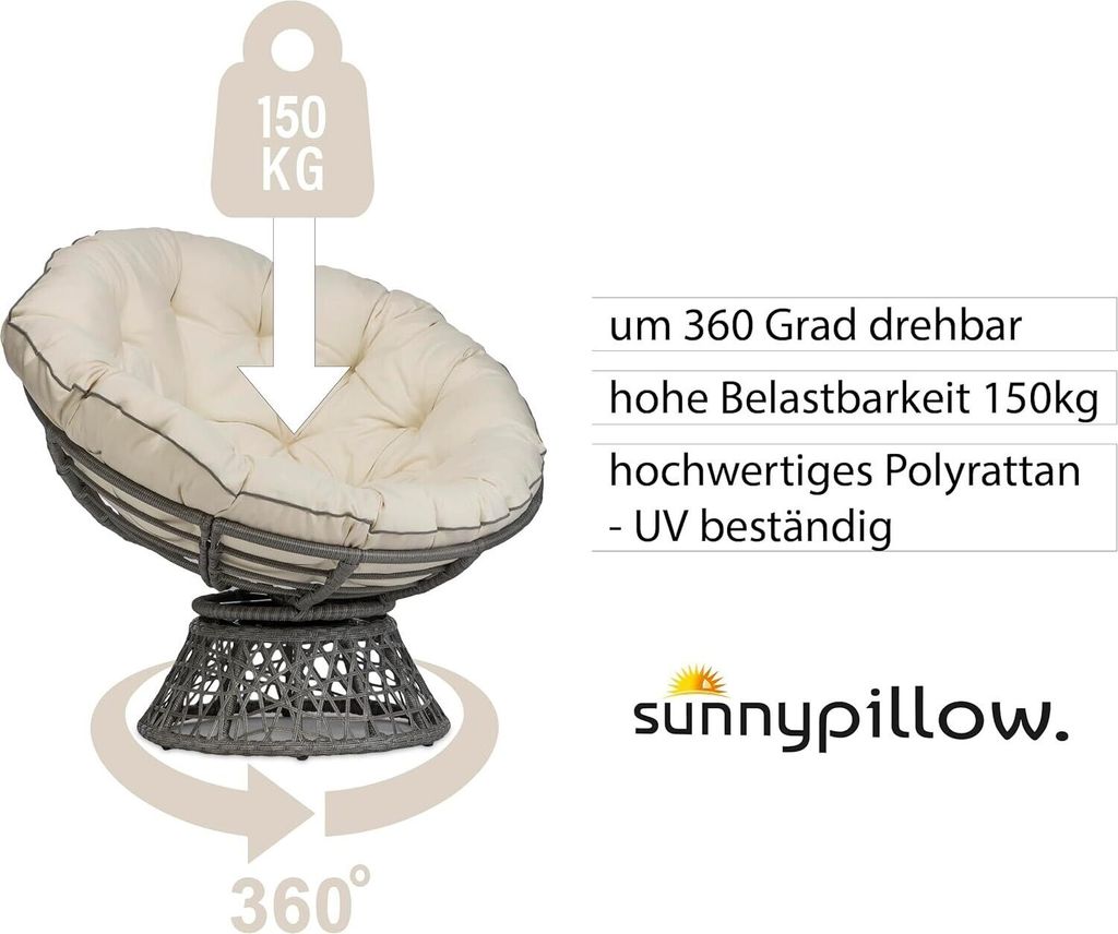 sunnypillow Papasansessel | Rattansessel mit | Kaufland.de