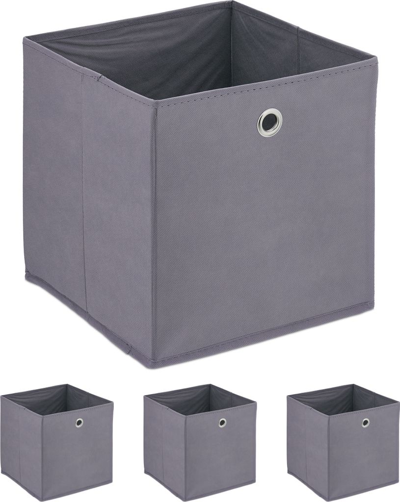 relaxdays Šedý úložný box, sada 4 kusů | Kaufland.cz