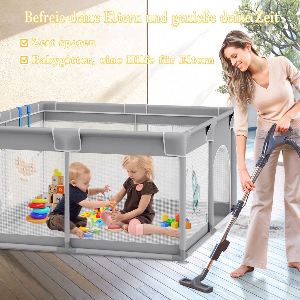 LARS360 Baby Laufstall 150 x 180 cm, Grau mit | Kaufland.de