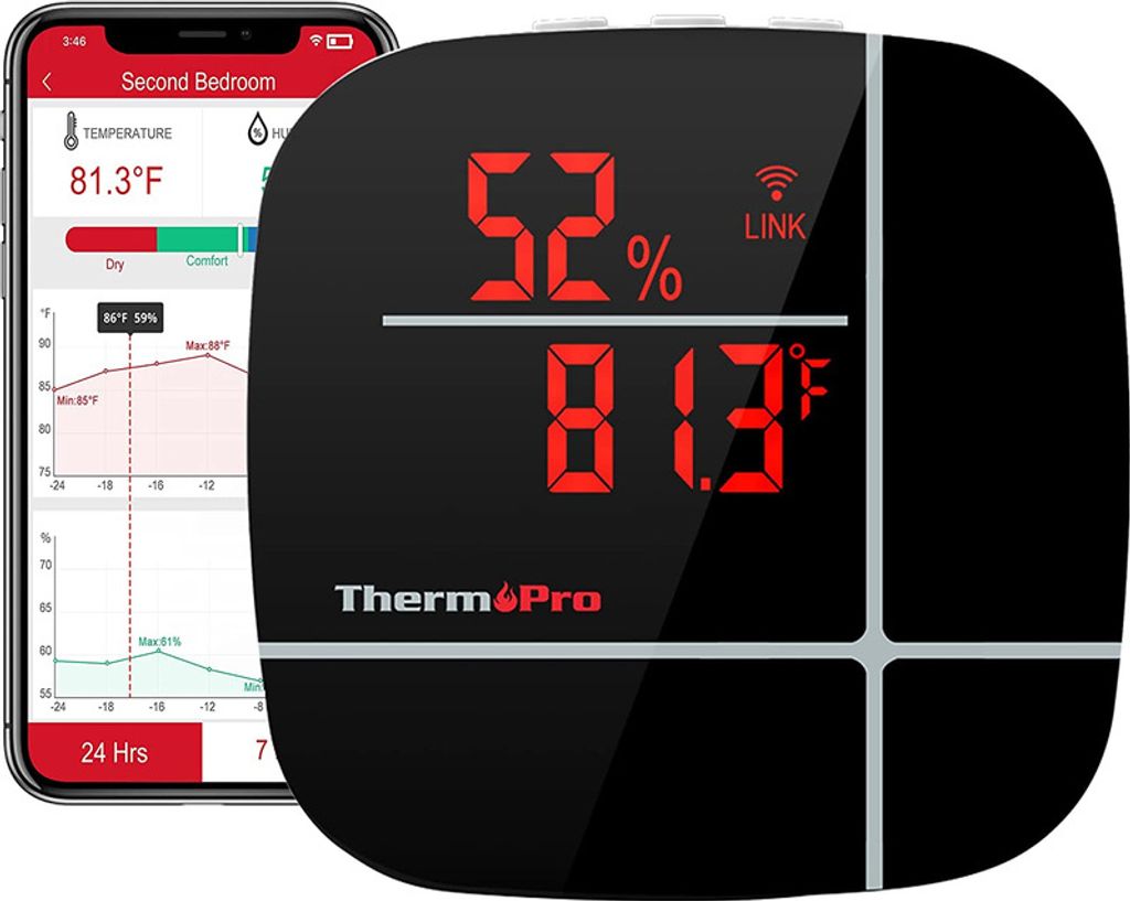 ThermoPro Smart Wi-Fi Thermometer und Hygrometer TP-90