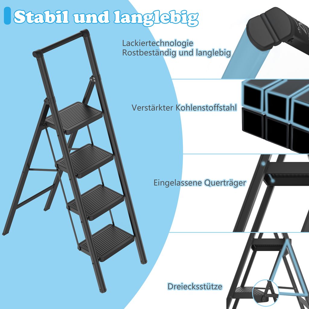 LARS360 Alu Leiter 4 Stufen mit Handlauf | Kaufland.de