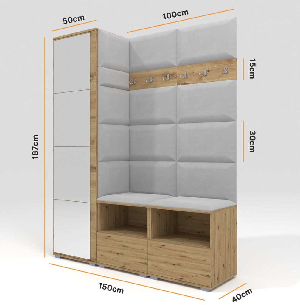 Šatní set Nela II se zrcadlem, čalouněná | Kaufland.cz