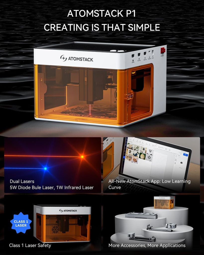 Mini laserový gravírovací stroj AtomStack P1 | Kaufland.cz